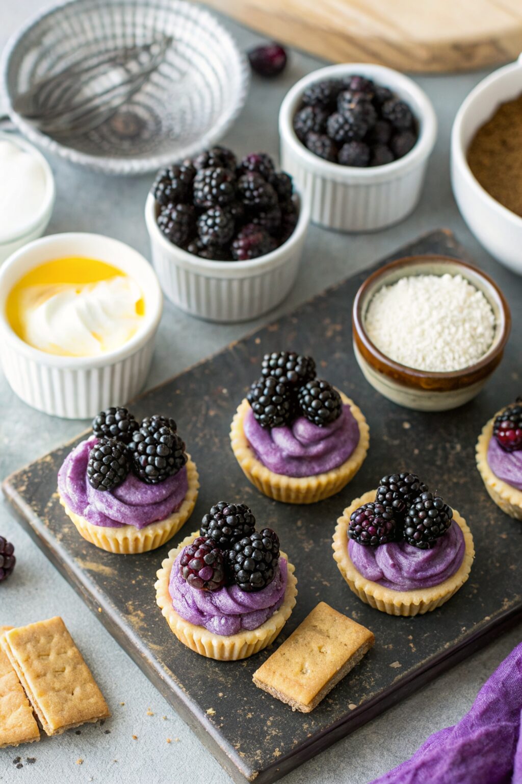 Blackberry Lavender Cheesecakes: Dreamy Dessert in 5 Min